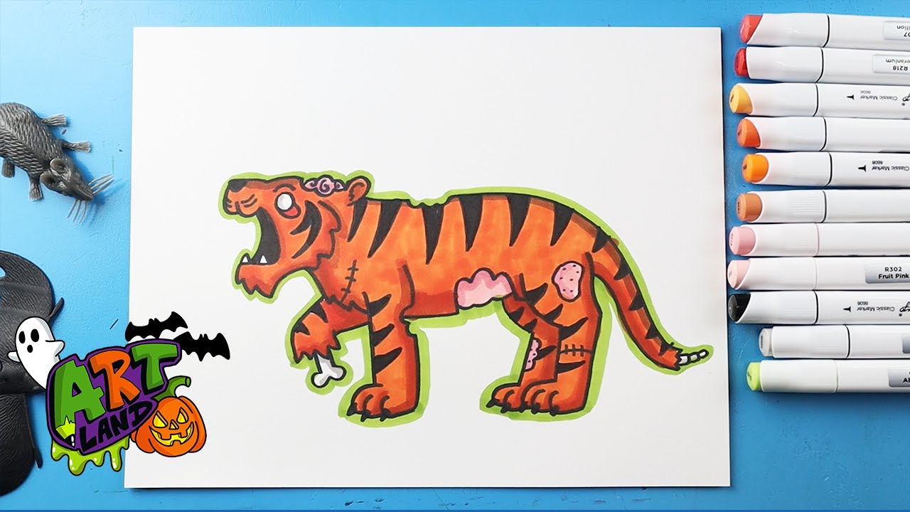 How to Draw a Zombie Tiger - YouTube