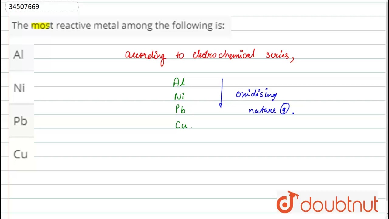 The Most Reactive Metal Among The Following Is YouTube the-most-reactive-metal-among-the-following-is-youtube