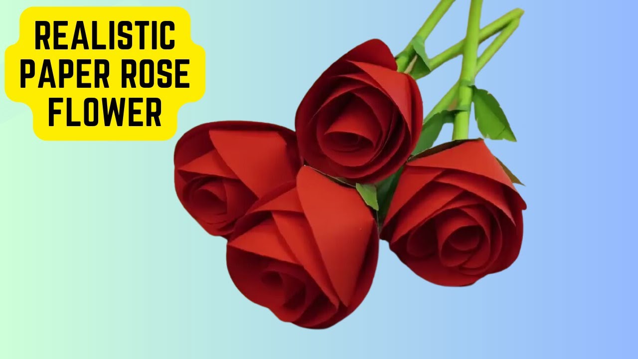 How To Make Realistic Paper Rose Flower | Paper Rose Flower | Easy And ...