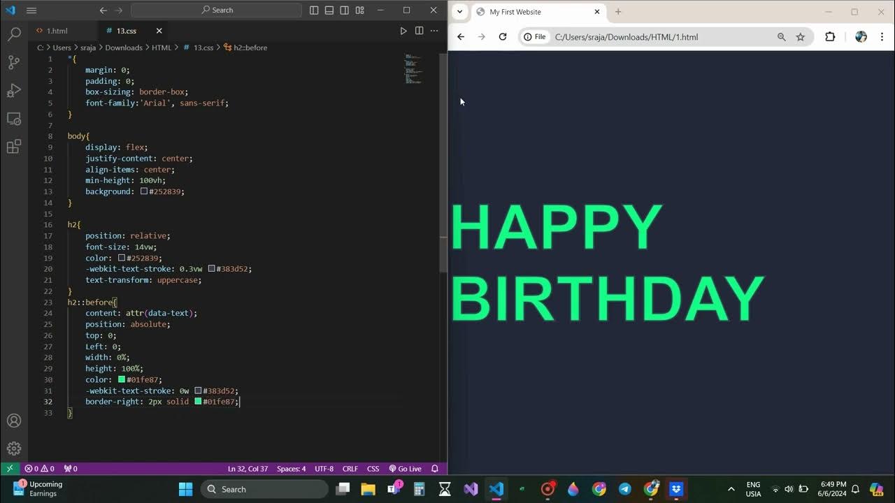 HTML & CSS Project 15: 'Happy Birthday(Text Animation)' Created by Trishanth Kumar - YouTube
