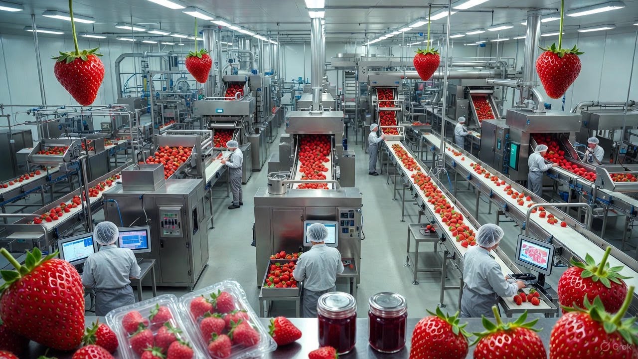 Inside a Modern Strawberry Factory: Millions of Strawberries Turned ...