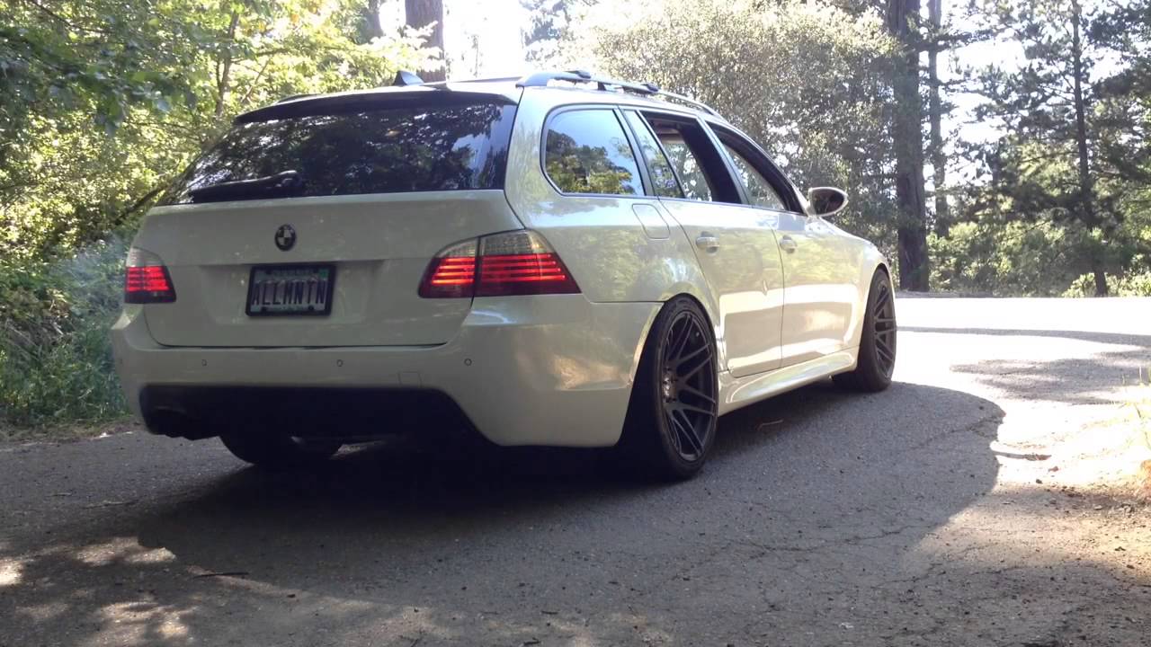 E61 custom exhaust - YouTube