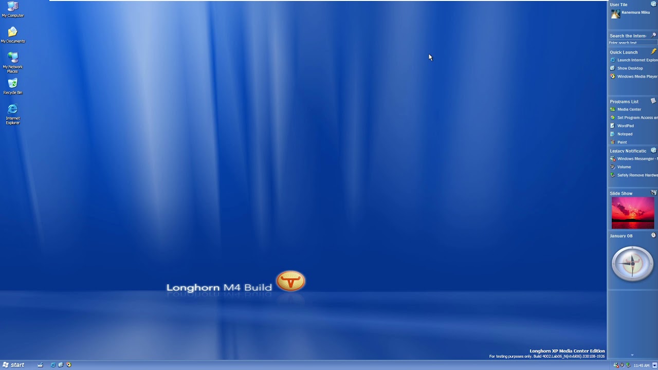 Testing Windows Longhorn build 4002 in virtual machine - YouTube