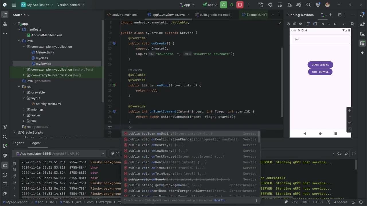 Android Nâng cao tạo 2 method onStartCommand onDestroy - YouTube