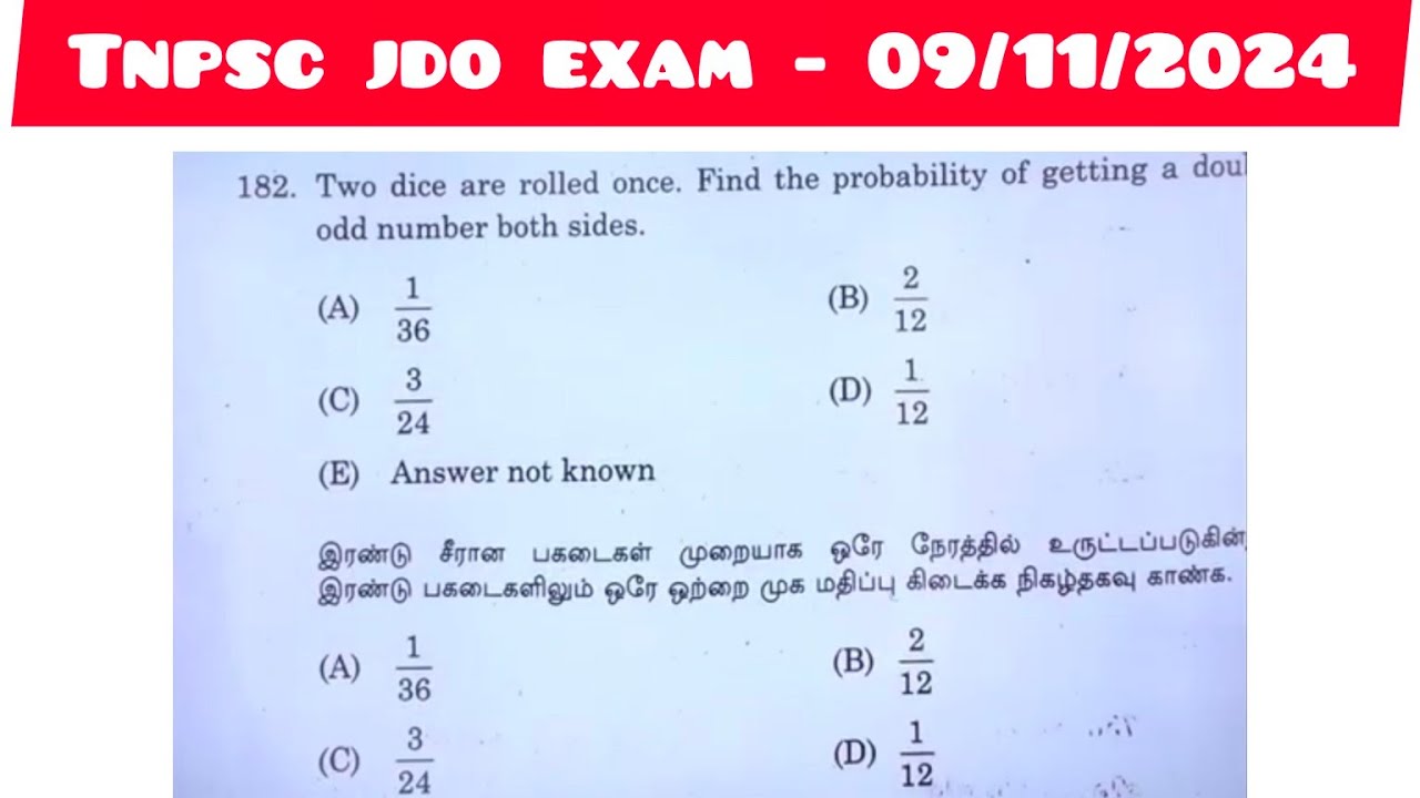 Two dice are rolled once. Find the probability of getting a double odd ...