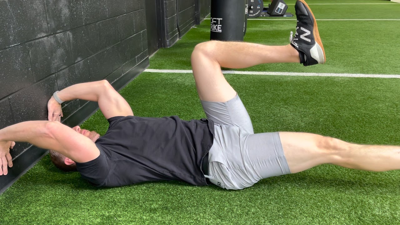 Supine SL Squat w Wall Push - YouTube