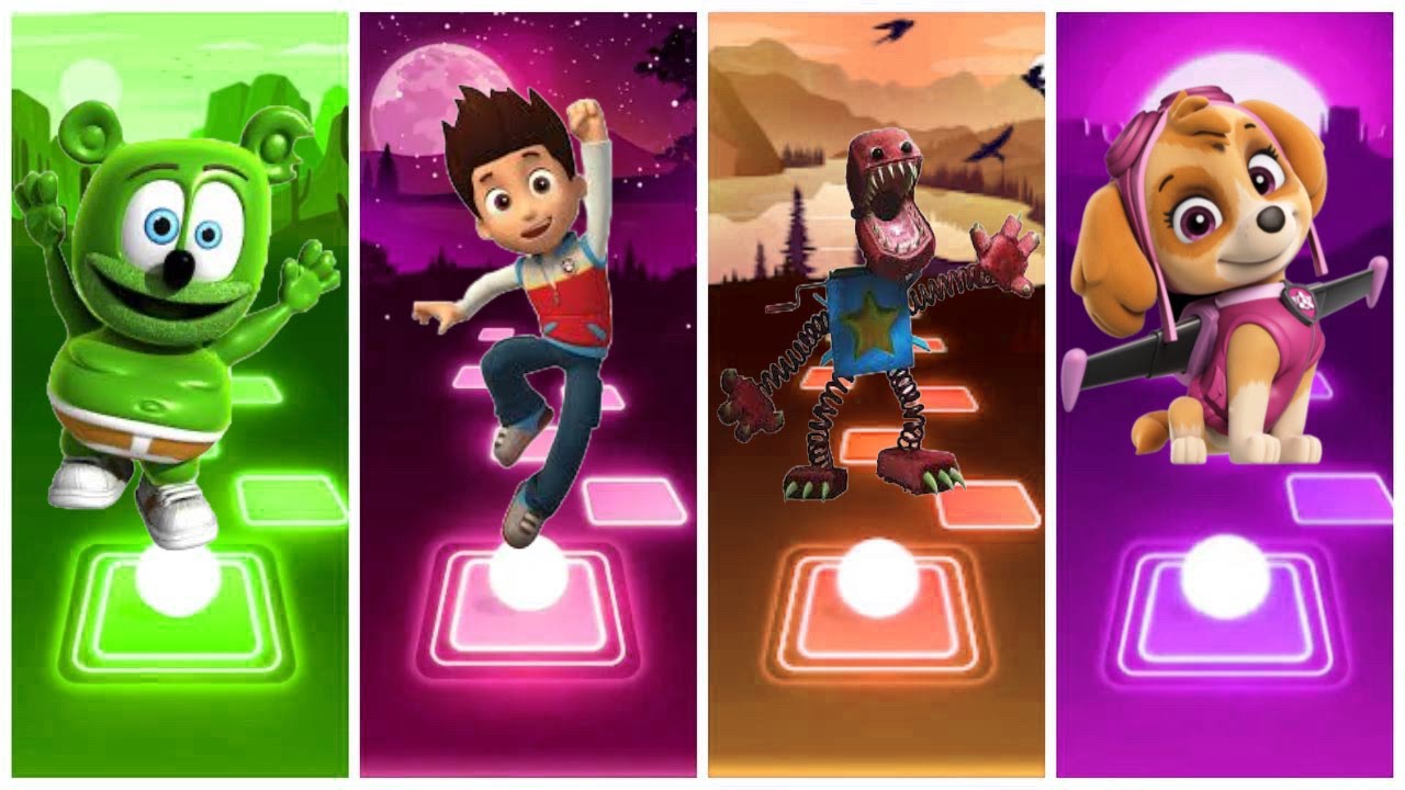 Gummy Bear vs Ryder vs Boxe Boo vs Skye Tiles Hop EDM Rush - YouTube