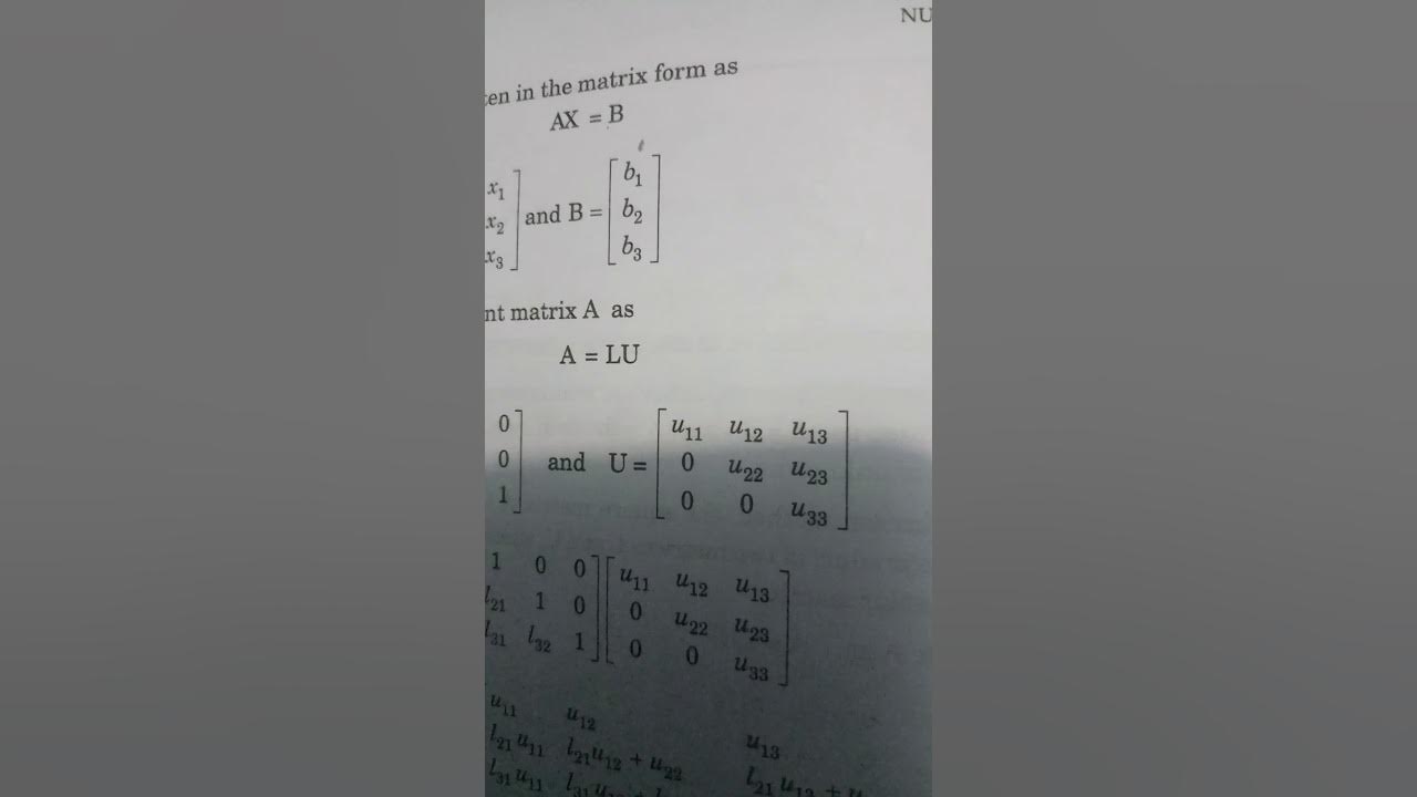 Lu Decomposition Method Crout S Triangularization Method Dr Ashok Kumar Saini Youtube