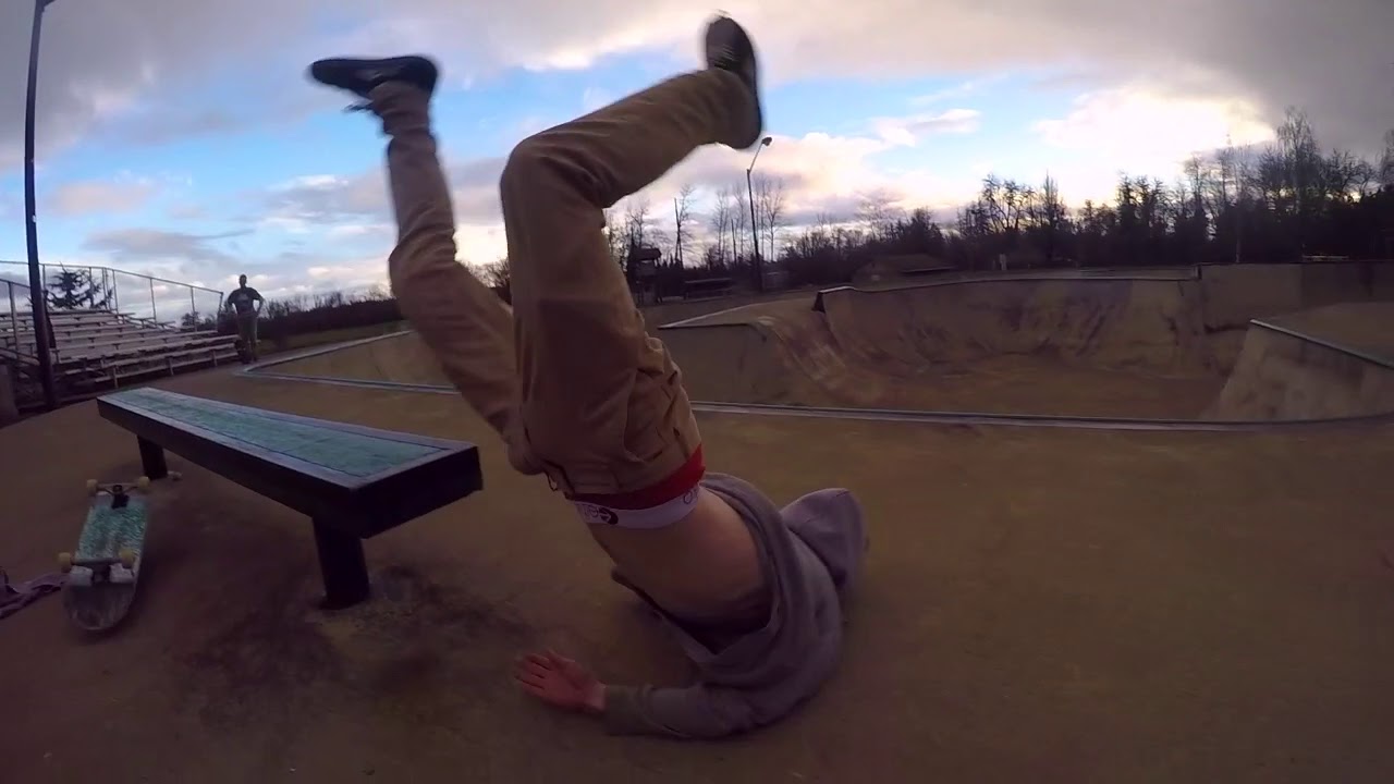 Skateboarder fails and does scorpion - YouTube