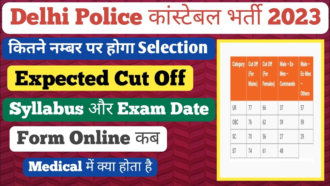 SSC Delhi Police Constable Vacancy Cut Off 2023 / दिल्ली पुलिस भर्ती ...