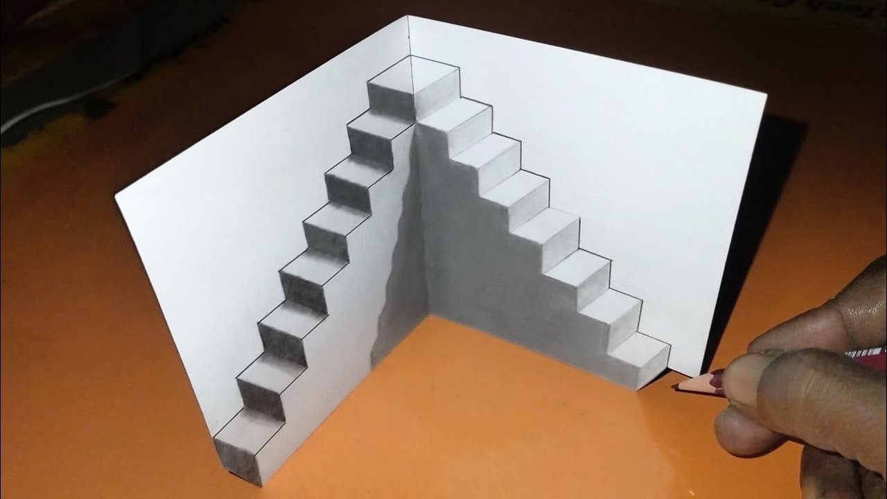 𝗛𝗼𝘄 𝗧𝗼 𝗗𝗿𝗮𝘄 𝗥𝗲𝗮𝗹𝗶𝘀𝘁𝗶𝗰 3𝗗 𝗦𝘁𝗮𝗶𝗿 -3𝗗 𝗧𝗿𝗶𝗰𝗸 𝗔𝗿𝘁 𝗢𝗻 𝗣𝗮𝗽𝗲𝗿 || 𝗔𝗻𝗮𝗺𝗼𝗿𝗽𝗵𝗶𝗰 ...