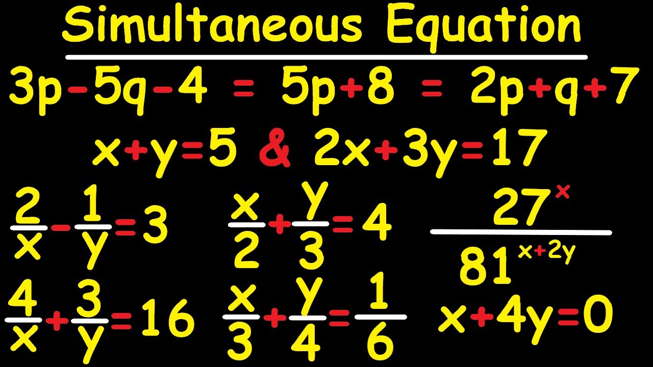 SIMULTANEOUS EQUATION || SYSTEM OF LINEAR EQUATIONS - YouTube