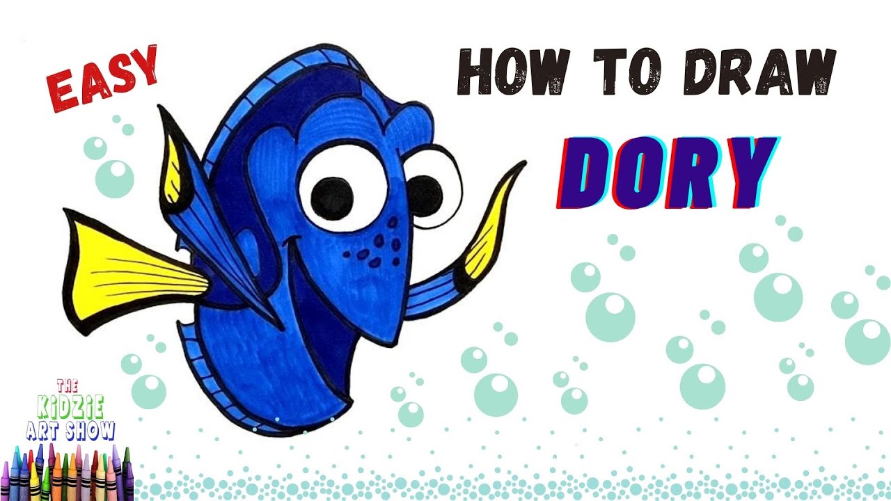 How to draw cute Dory fish from Finding Dory movie step by step easy ...
