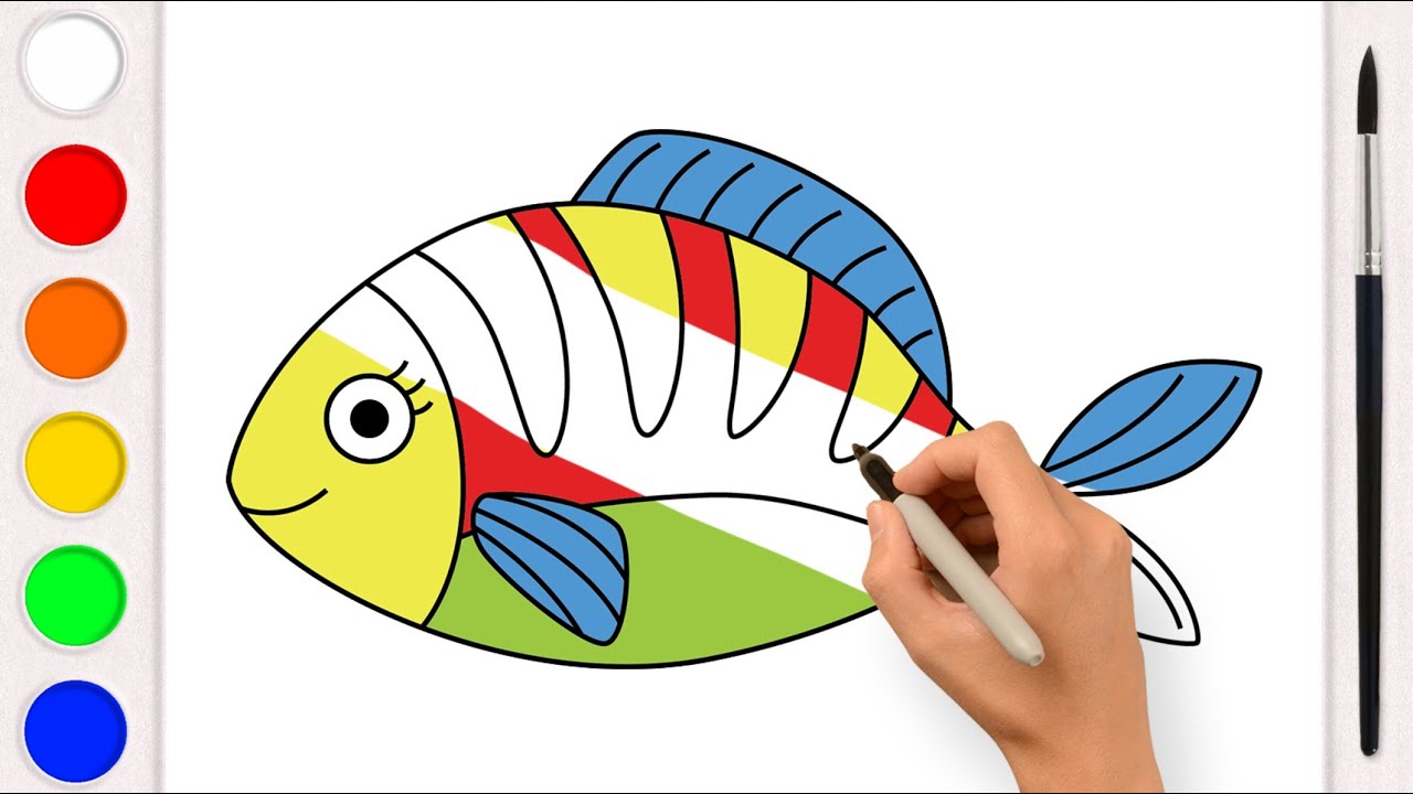 Draw a beautiful FISH! Learn how to draw and color a cute fish! - YouTube