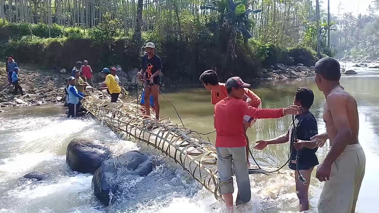 Membendung Sungai Serayu dengan Bronjong Bambu - YouTube