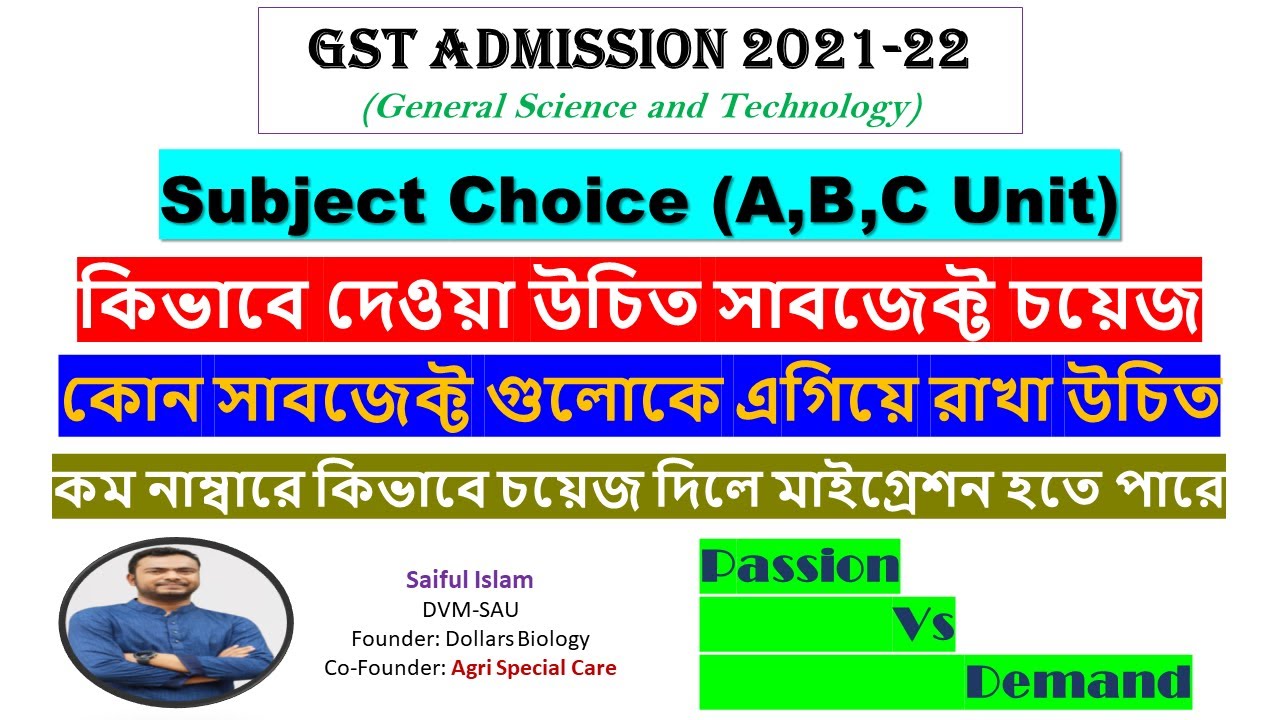 GST-Subject Choice (A,B,C Unit) গুচ্ছের এ,বি,সি ইউনিটের সাবজেক্ট চয়েজ ...