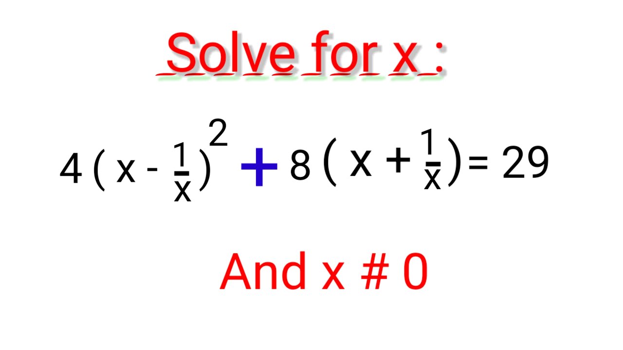 A beautiful Algebra question/Find the value of x - YouTube