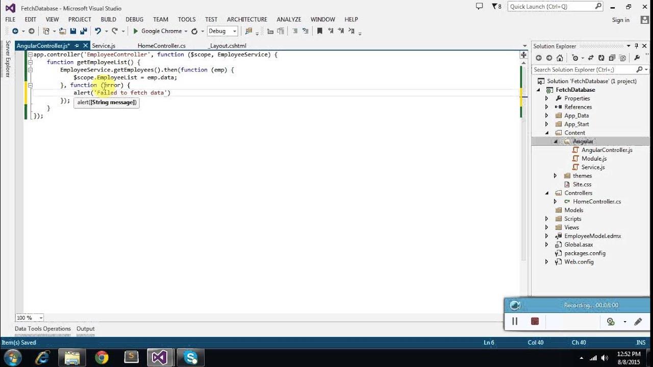 How to fetch data from database using AngularJs with ASP NET MVC - YouTube