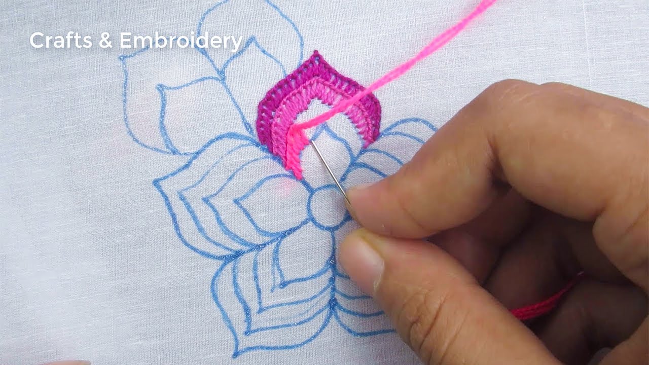 Hand Embroidery, Button Hole Stitch Flower Embroidery, Easy Flower ...