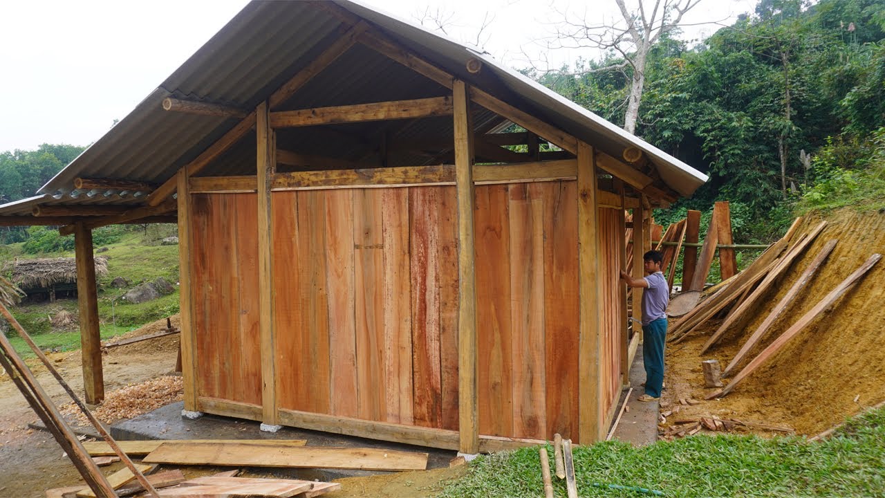 Full Video: Build CABIN Complete House, Wood wall processing Skills ...