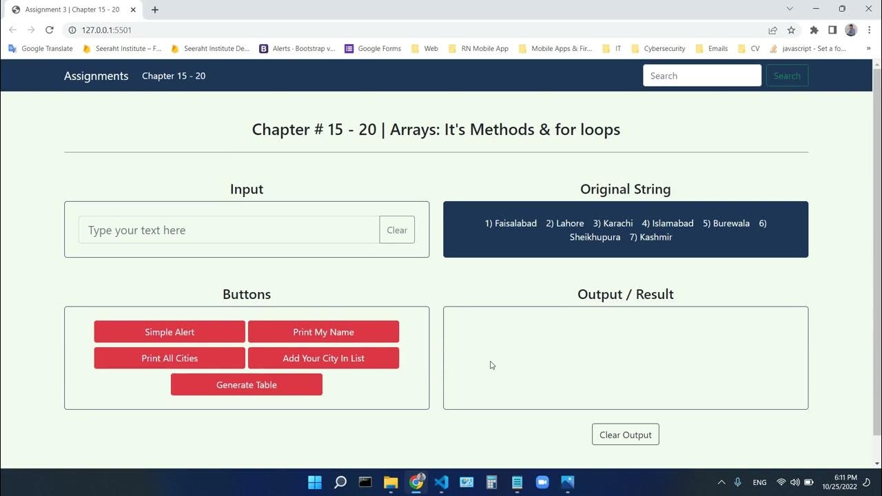 21 - Javascript Class 4 | Array and Its Methods | Loops | Muhammad Umair Ahmad - YouTube