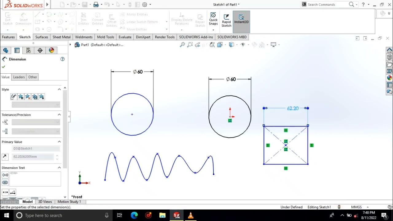 😇SOLIDWORKS_CIRCLE &SPLINE& RECTANGLE_BEGINNING 🤝 - YouTube