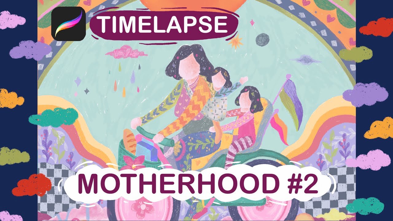 Timelapse Procreate - Digital Illustration - Ink Bleed Brush - MOTHERHOOD #2 - YouTube