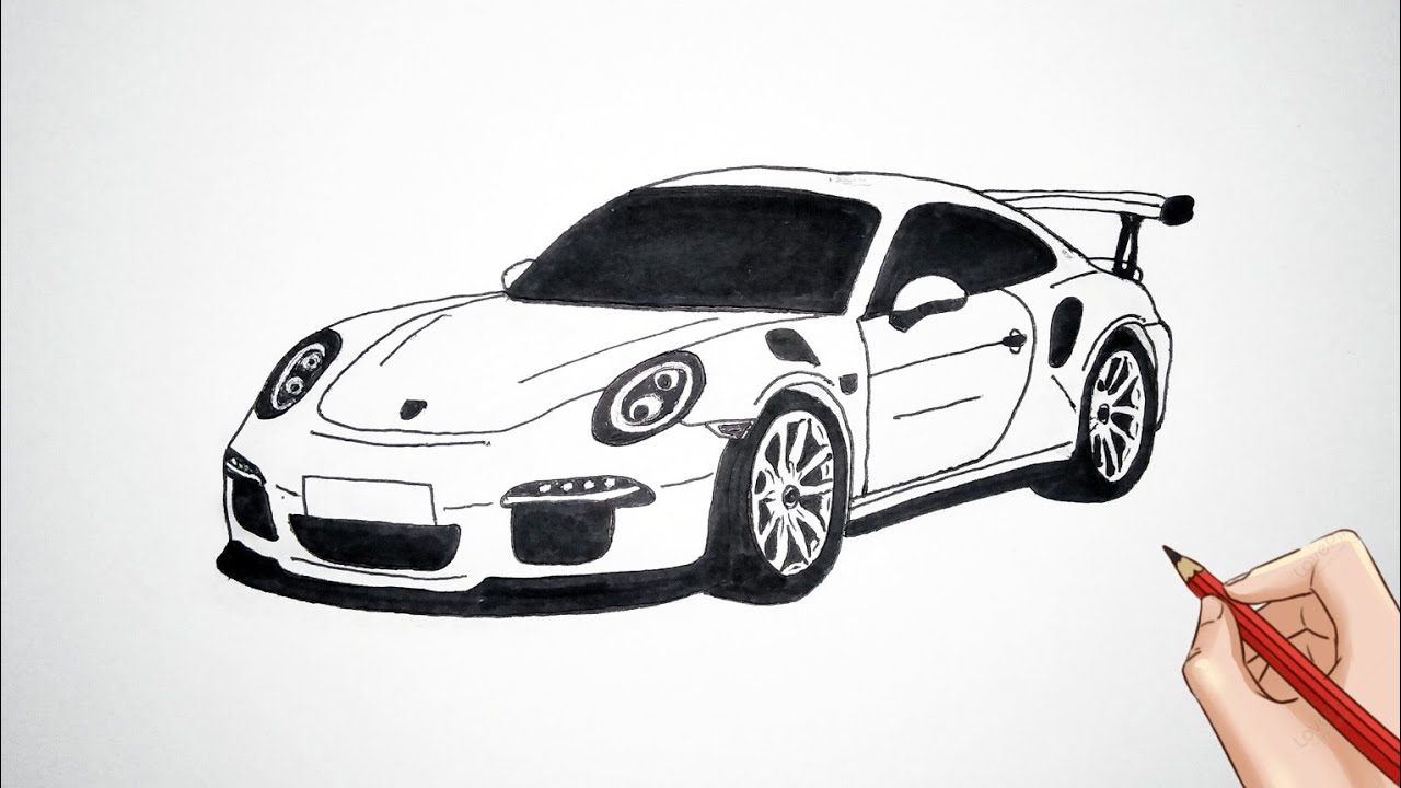 How To Draw a Porsche 911 | drawing porsche 911 2016 step by step - YouTube