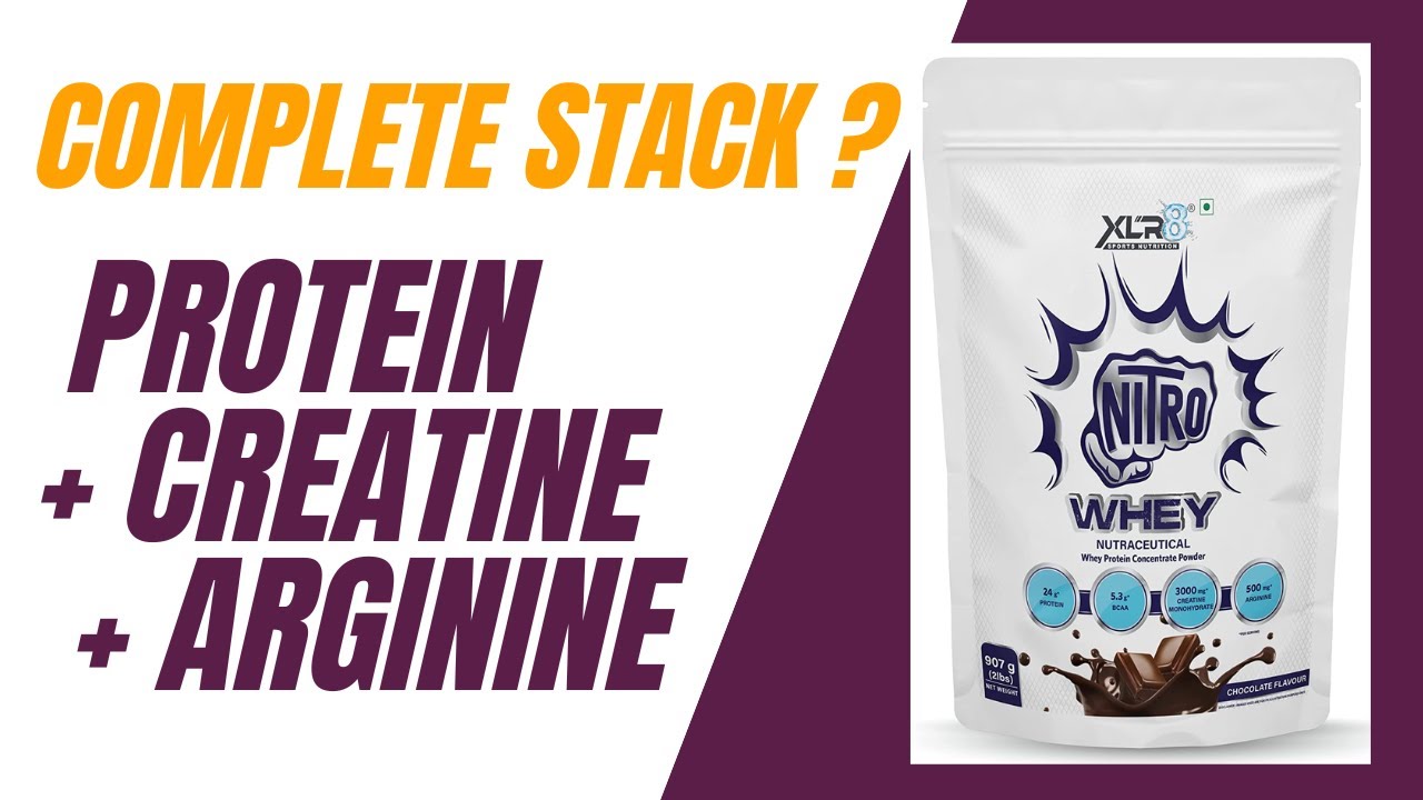 XLR8 Nitro Whey Protein Powder 24g Protein with 3000mg Creatine & 500mg ...