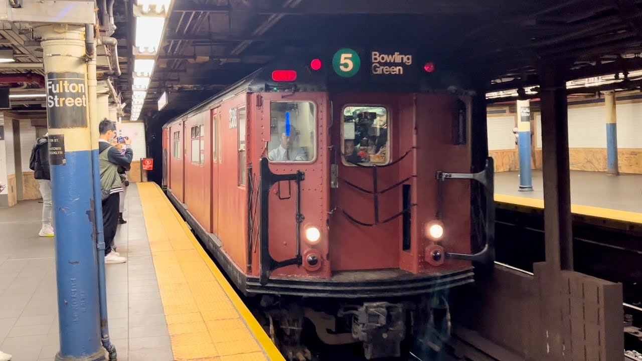 NYCT Subway: R33 - R36 Redbird / Bluebird Museum Train on the (5) Line at Fulton Street - YouTube