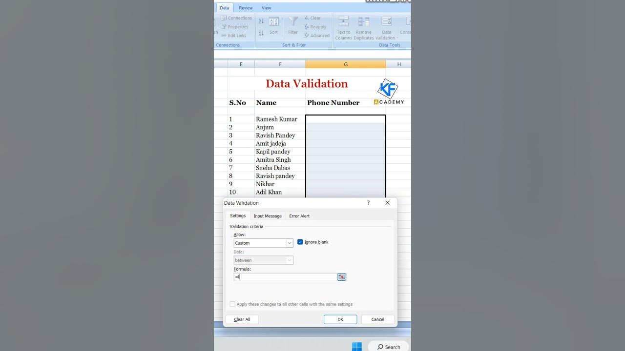Data Validation ๐ป๐ฑ๐ Shorts Datavalidation Excel Viral Viralshorts Youtube