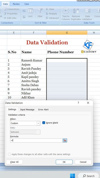 Data Validation 💻📱👍 Shorts Datavalidation Excel Viral Viralshorts