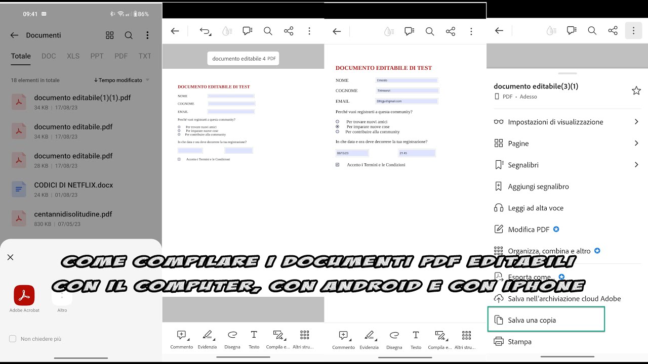 Come compilare i documenti PDF editabili con il computer, con Android e ...