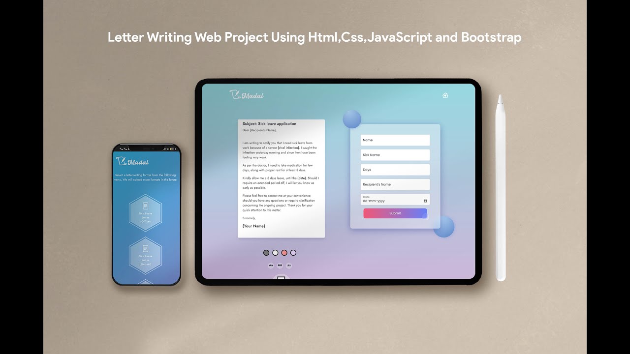 Website Using Html Css Bootstrap and Javascript || Letter Writing Web ...