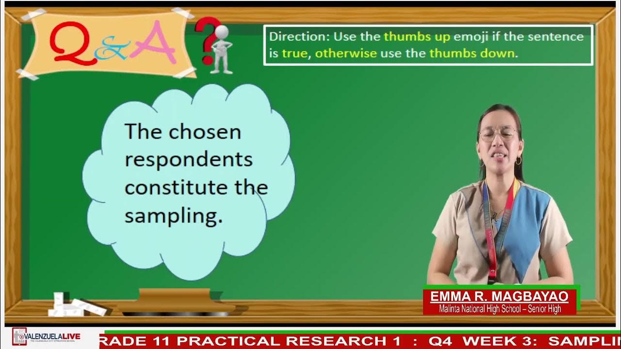 GRADE 11 PRACTICAL RESEARCH 1 (Q4-W3) - SAMPLING PROCEDURE AND SAMPLE - YouTube