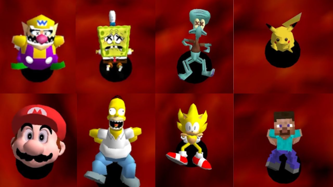 All Characters falling down in Lava in Super Mario 64 - YouTube
