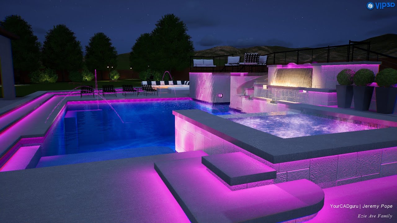 Monument Grotto Slide Swimming Pool Layout & Design | Elegant | Stylish ...