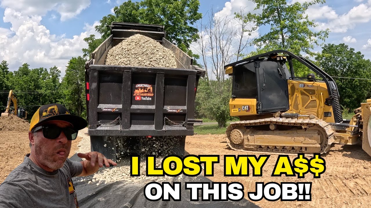 Caterpillar D3 Dozer & Excavator Installing new construction Driveway ...
