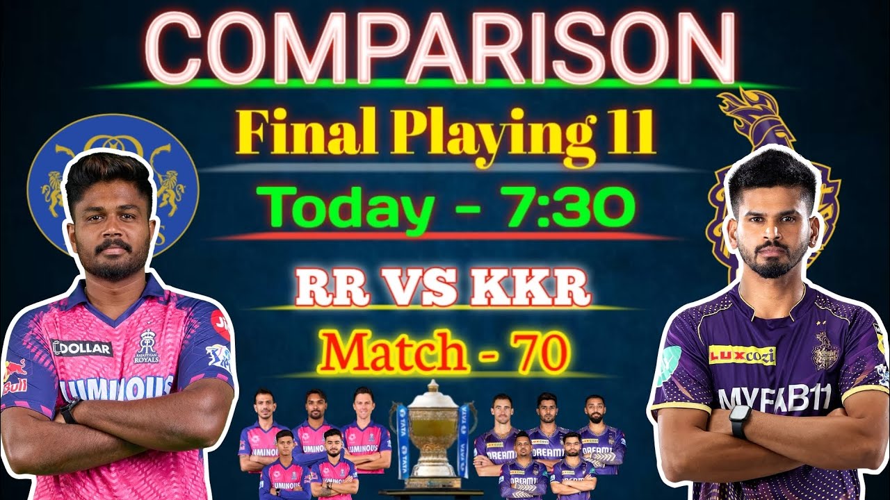 IPL 2024 Match -70: KKR VS RR Playing 11 Comparison: RR VS KKR Playing ...