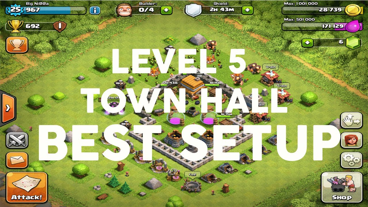 Clash of Clans Base Defense Strategy - Level 5 Townhall Layout (Lvl 5 ...