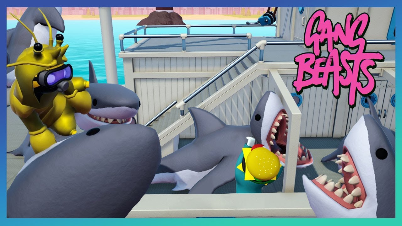 Shark Attack Showdown in Gang Beasts (Funny Moments) - YouTube