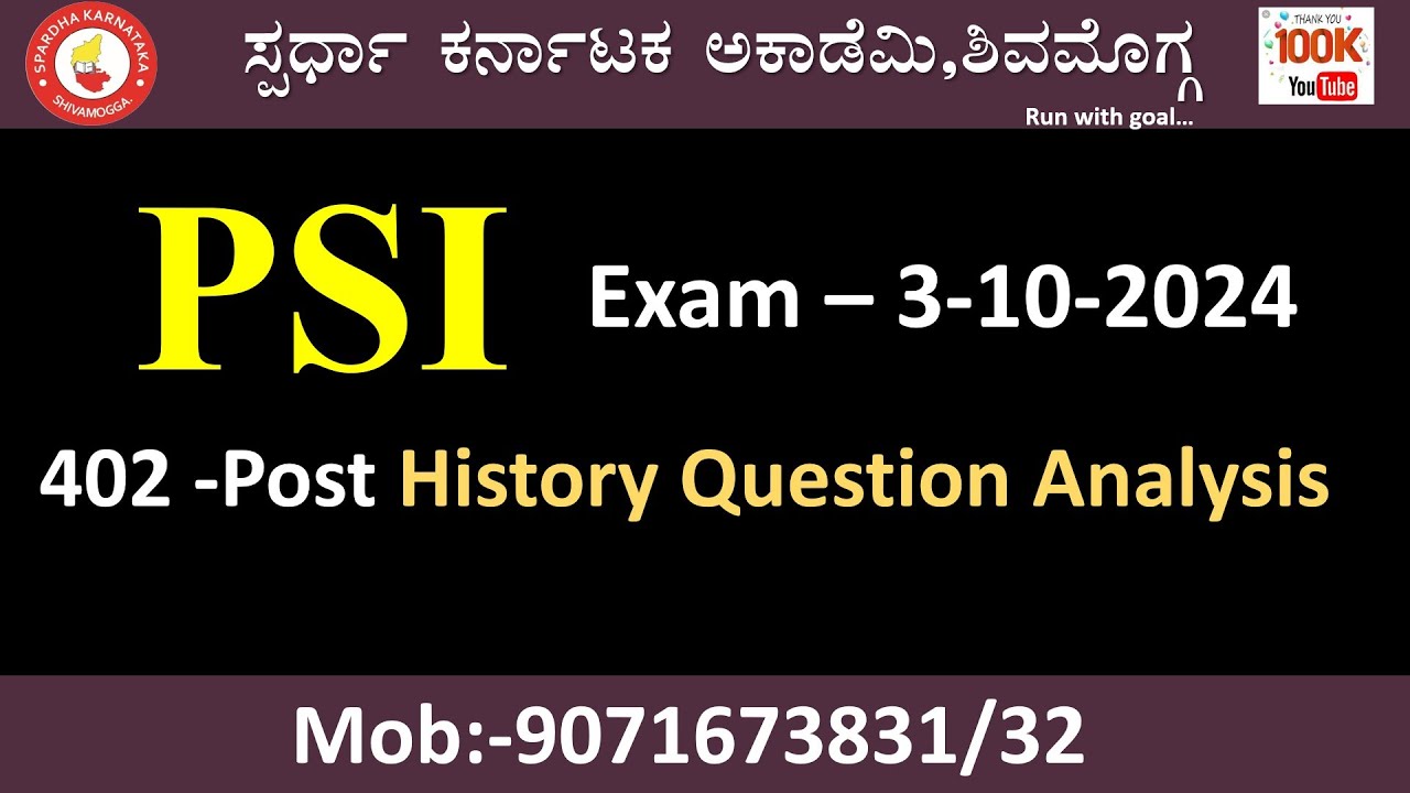 PSI 402 posts|History questions Analysis by Mohan Kumar M ...