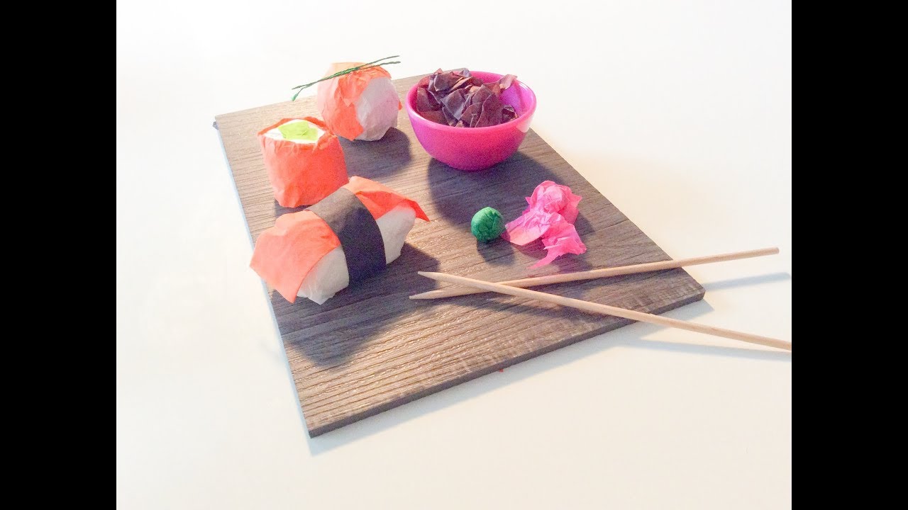 Tuto DIY : Sushi en papier de soie parfait pour jouer à la dinette ...