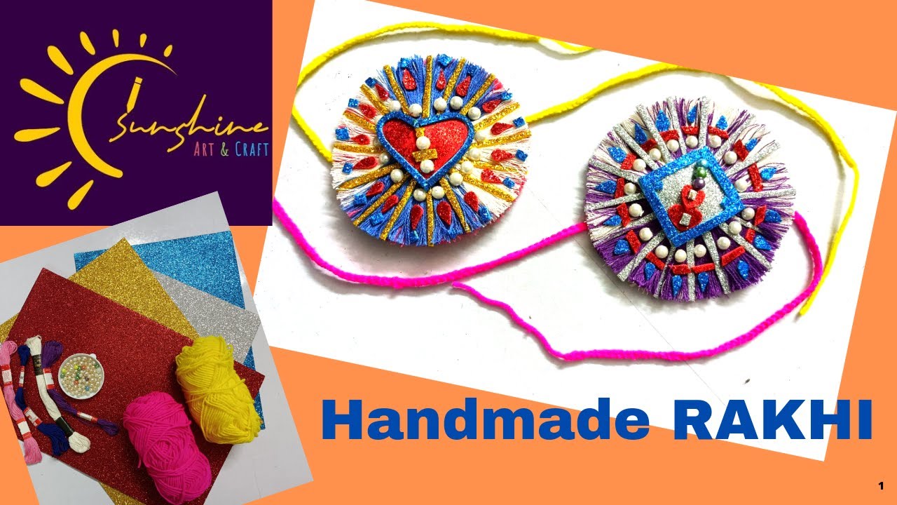 Handmade RAKHI // Rakhi" made of yarn/ how to made rakhi/ rakhi making ...