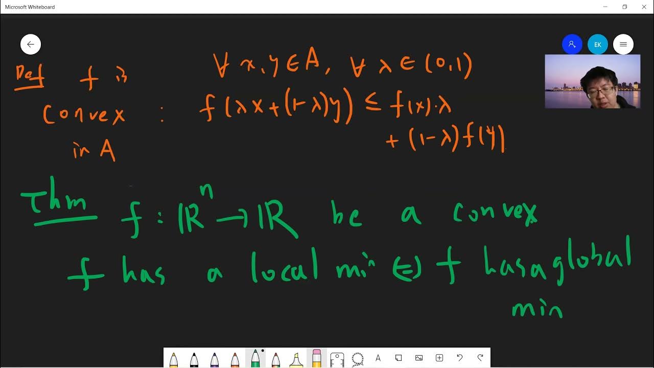 Convex function implies local minimum to be global minimum - YouTube