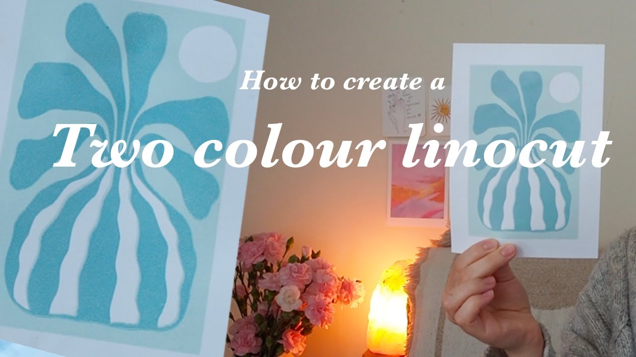 how To Make A Two Colour Lino Print| Reduction Lino Printing - YouTube