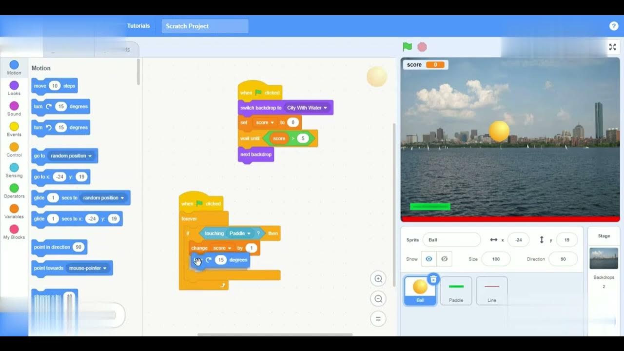How to make a ping pong game in scratch software step by step tutorial - YouTube