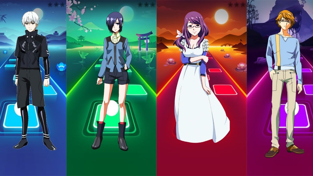 Kaneki VS Touka VS Kamishiro Rize VS Nishio Nishiki | Tiles Hop - YouTube