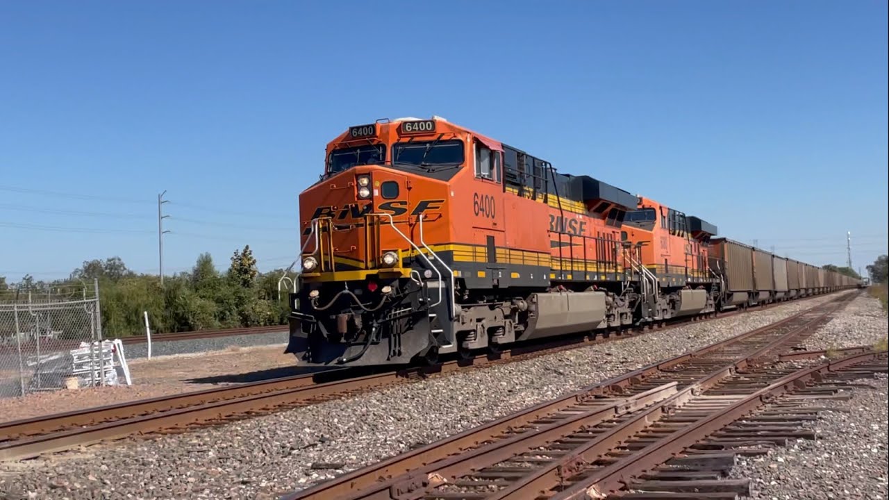 BNSF 6400 ES44AC w/ Nice Fouled K5HL & Rear DPU’s Lead Empty Coal Train - YouTube