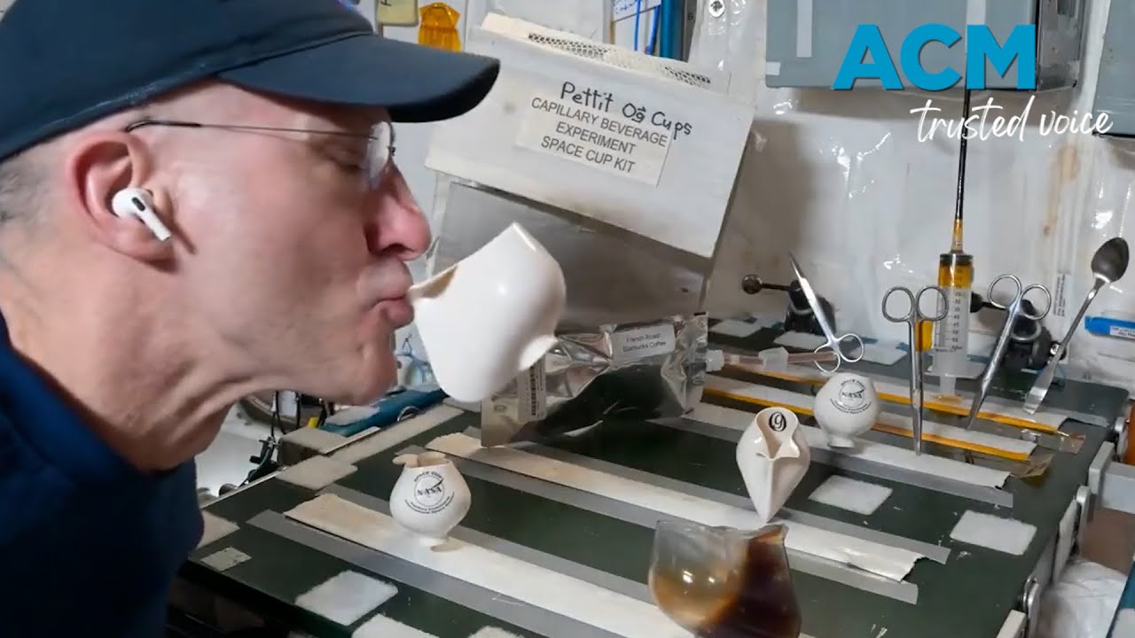 NASA astronaut designs zero gravity cup for his morning coffee - YouTube